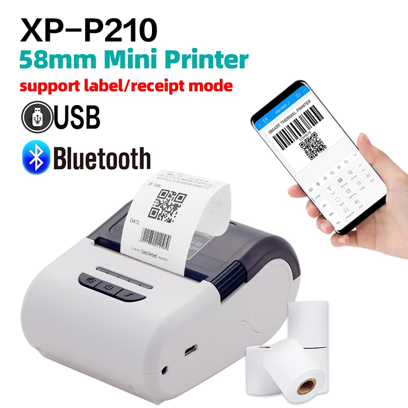 Label Receipt Thermal Printer 58mm 2 in 1 POS Printing Mini Mobile ...