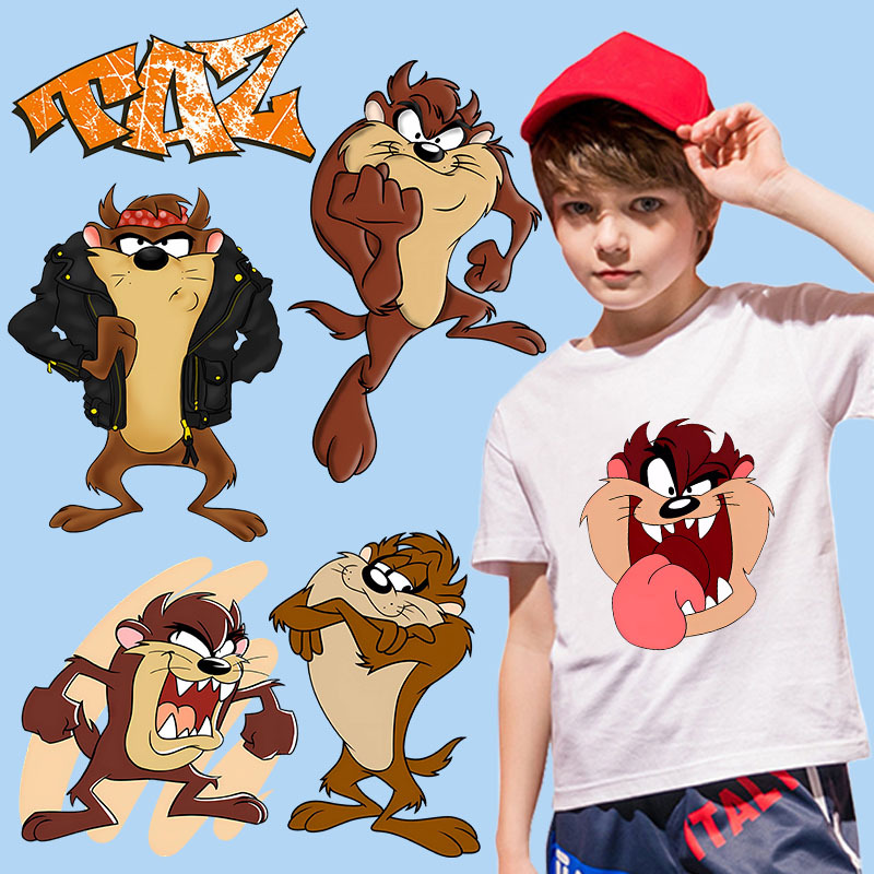 Looney Tunes Heat Transfer Sticker Cartoon TAZ Clothes DIY Decoration ...