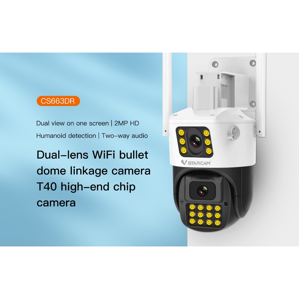 Vstarcam Binocular gun ball linkage wireless WiFi camera 360 degree ...