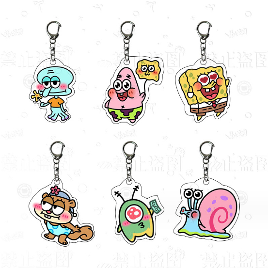 Cartoon Cartoon Anime SpongeBob SquarePants Pie Daxing Acrylic Keychain ...