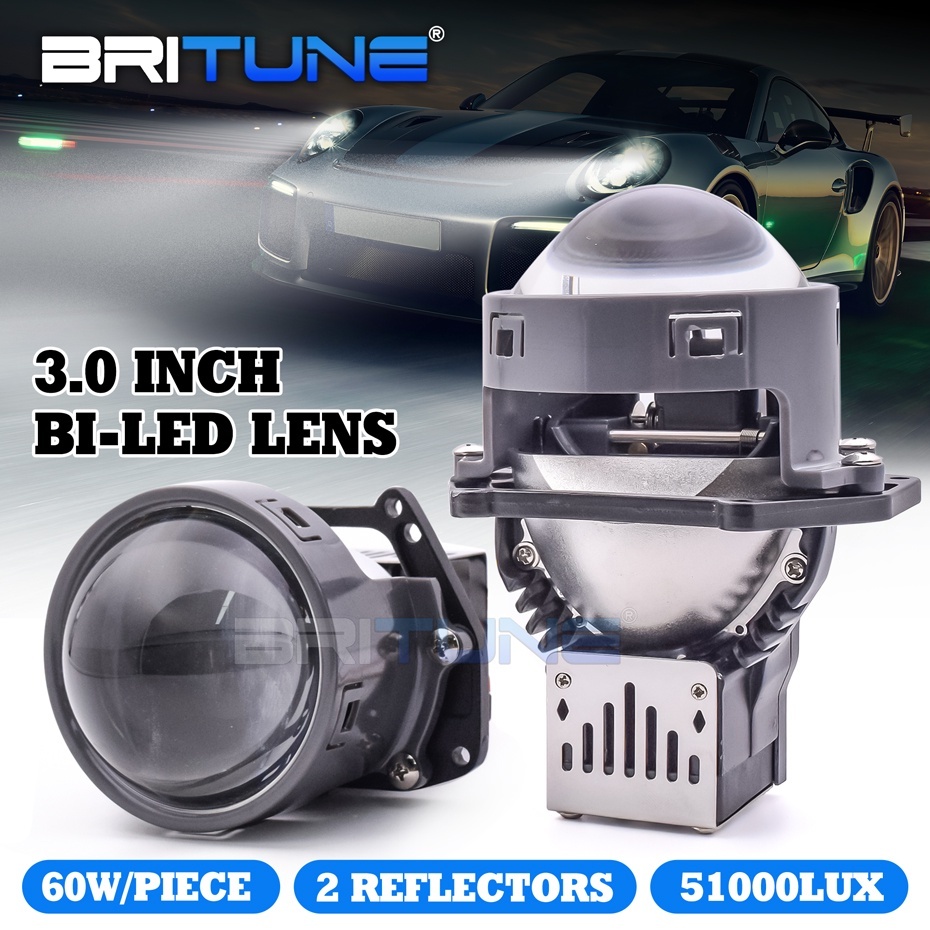 120W BI-LED Projector Headlight Retrofit Custom Upgrade Kit 3 Inch High ...