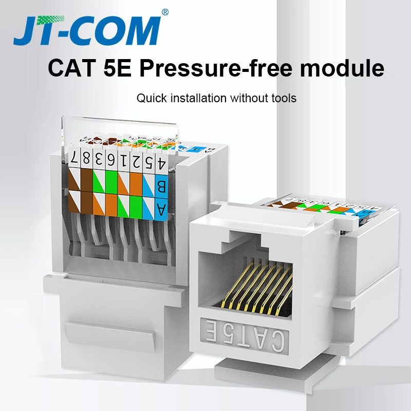 JT-COM CAT5E Keystone Socket Jack UTP 8P8C LAN Network Ethernet RJ45 Connector Module | Shopee ...