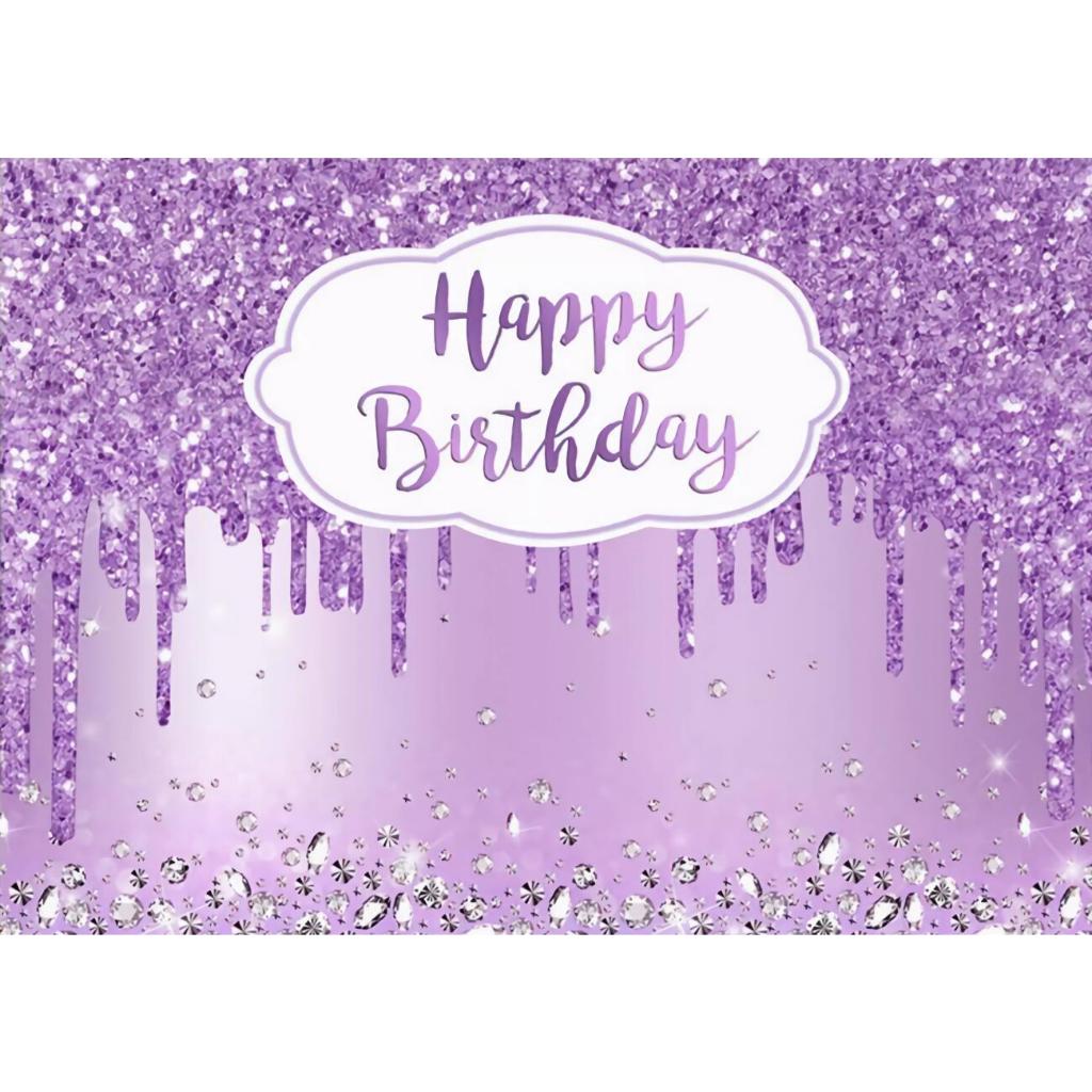 7x5ft Purple Diamonds Happy Birthday Party Backdrop for Photography ...