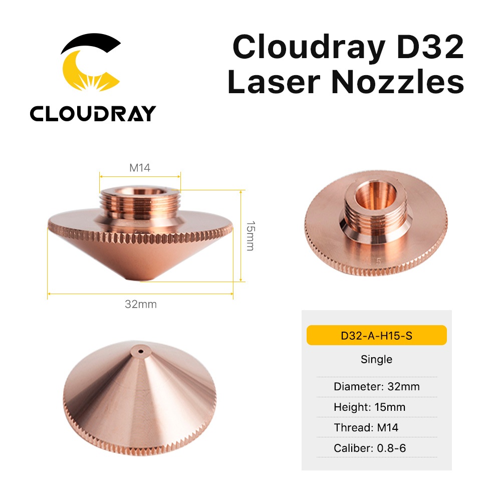 Cloudray Raytools Dia.32mm H15 Caliber 0.8-6.0 Single/Double Layers Welding Laser Nozzles for ...