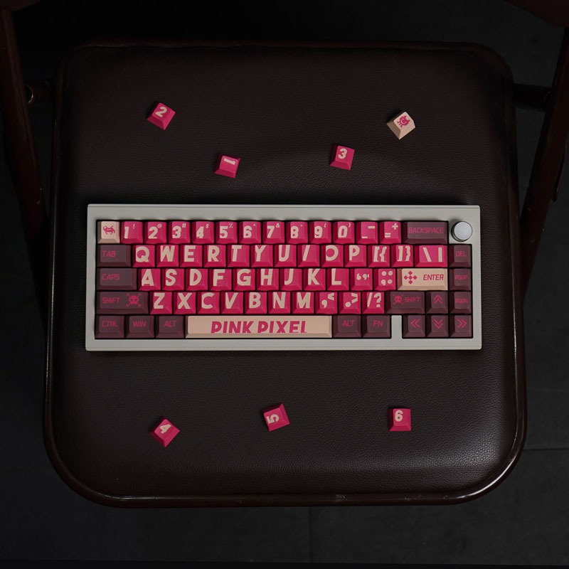 GMK Red Pink Pixel Full Set PBT Keycaps Dye Sublimation Cherry Profile ...