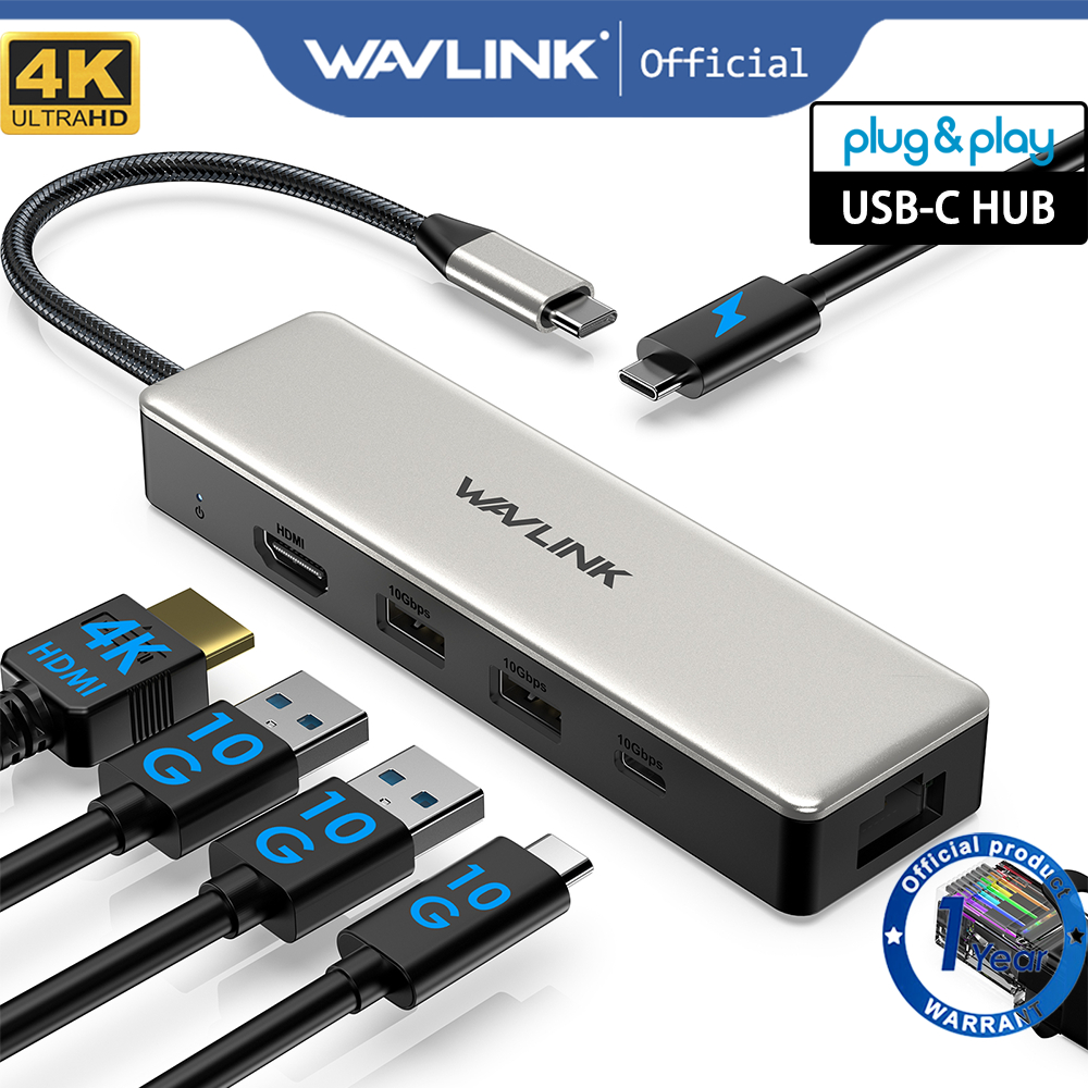 WAVLINK 6 in 1 USB C Hub for Thunderbolt 3 And Type C Devices With 4K ...