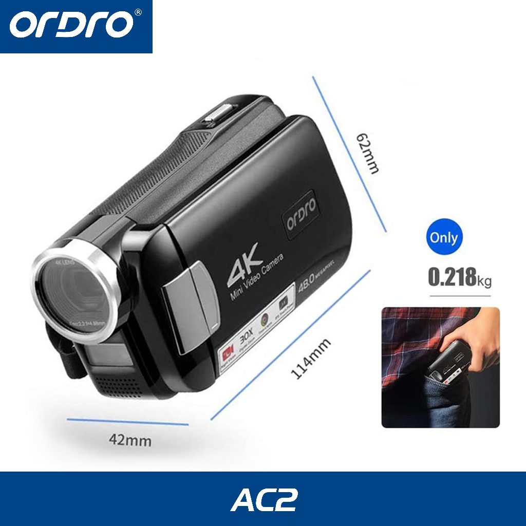 ORDRO AC2 4K Video Camera Ultra HD Mini IR Night Vision Camcorder ...