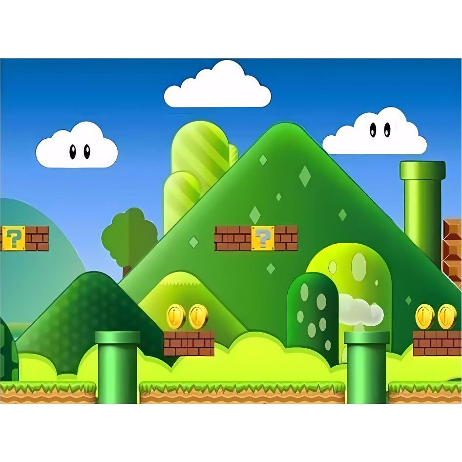 8x6ft Super Mario Photography Background for Green Mario Theme Party ...