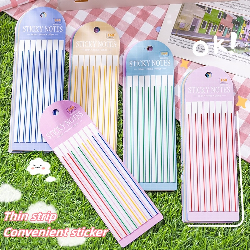 Pet Ultra-Slim Long Strip Lined Sticky Notes Student Transparent Color ...