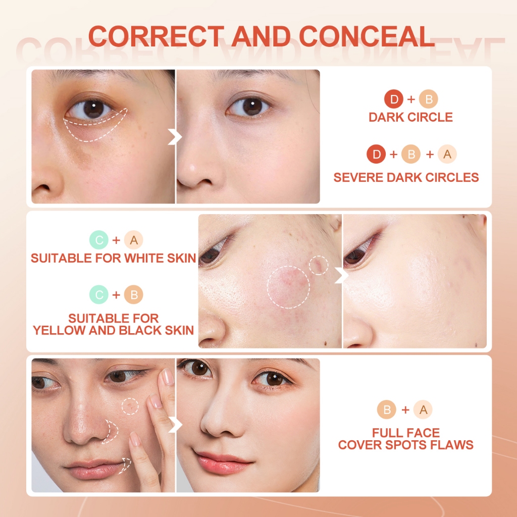 SACE LADY Concealer Cream 4 Color Color Correction Long Wearing Full ...