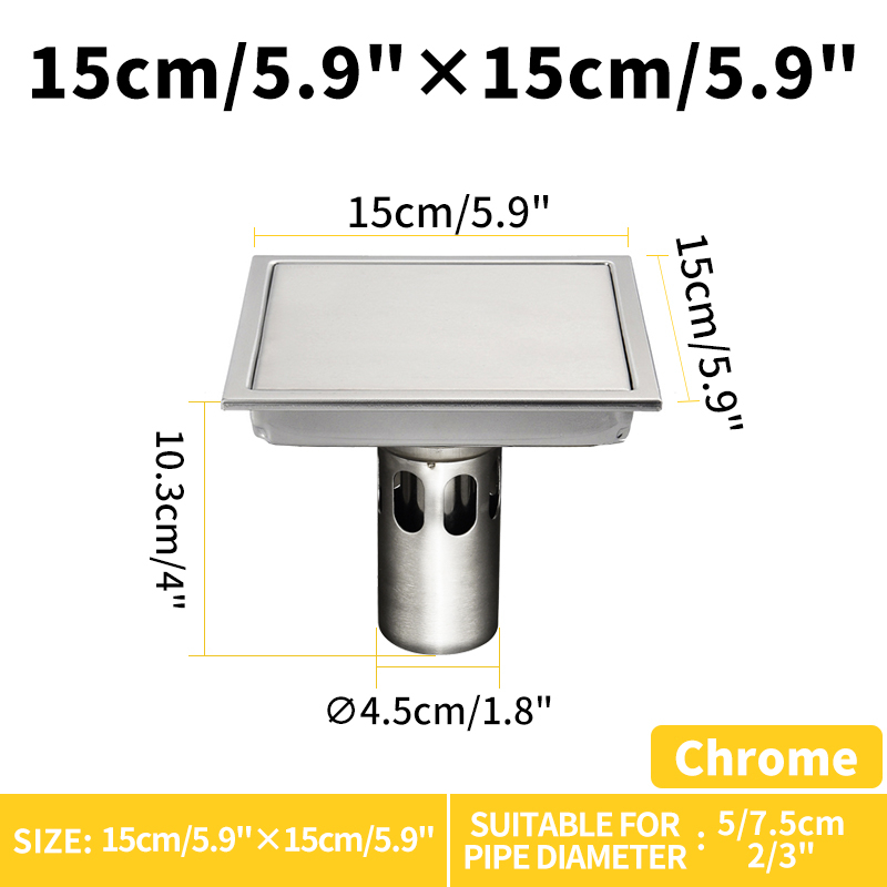 Bathroom Floor Drain 150x150mm Gold Black Brushed Big Flow Rate Water ...