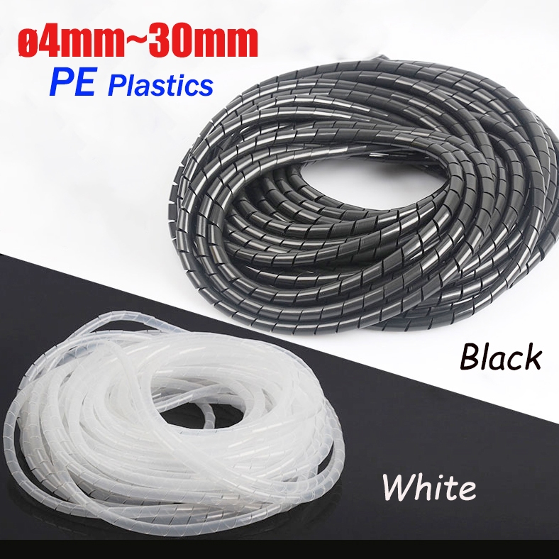 1 Roll 4mm~30mm Spiral Wound Pipe PE Plastic Protective Tube Wire ...