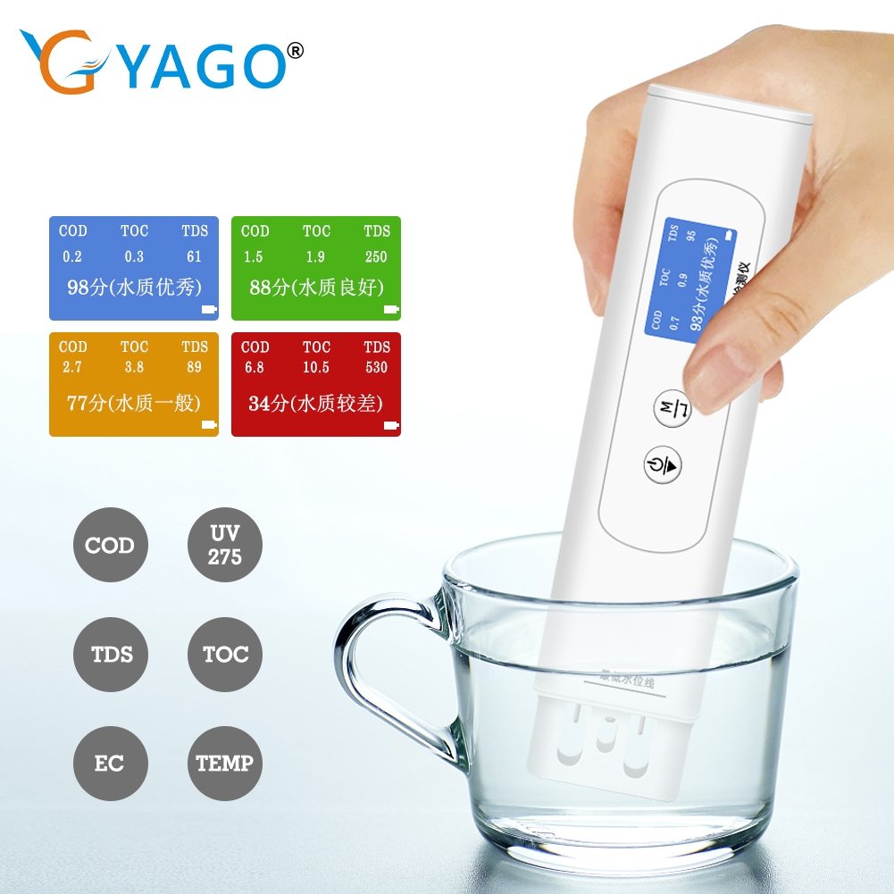 RCYAGO 6 in 1 Portable Water Quality Detector TOC Temperature COD EC ...