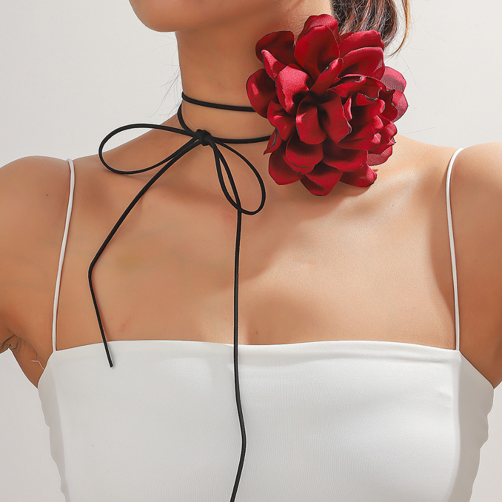 Exaggerated Goth Big Rose Flower Choker For Women Romantic Kpop ... Exaggerated Goth Big Rose Flower Choker For Women Romantic Kpop ...