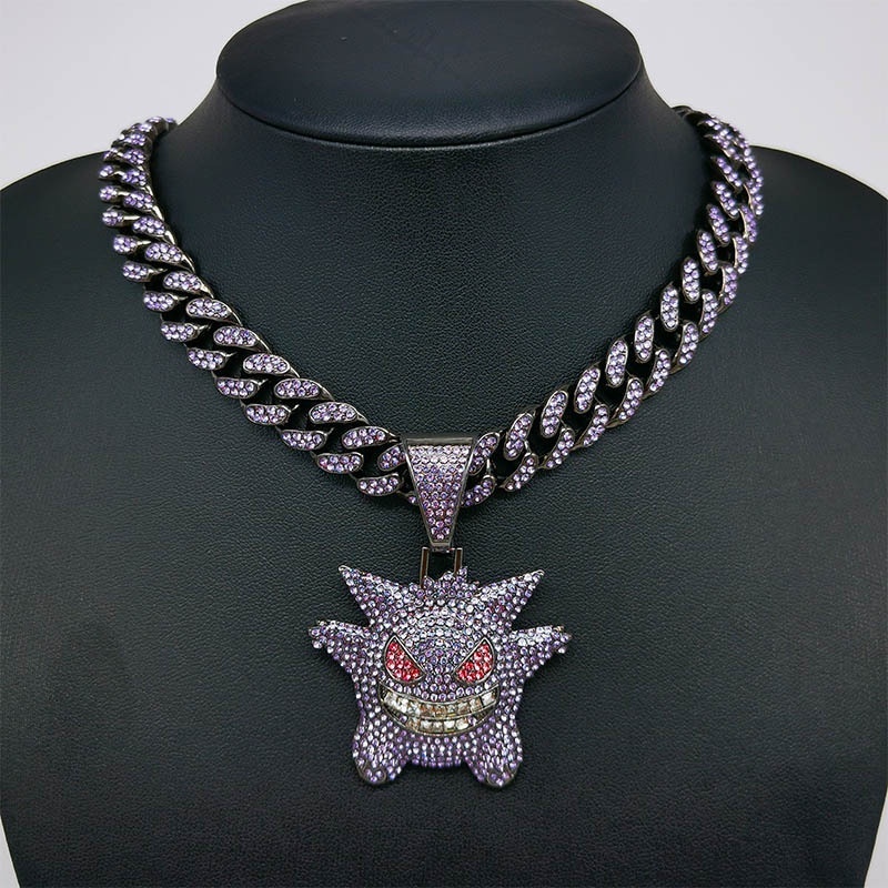 Chain HIP HOP Necklace with Shiny Zirconia Gengar Pendant 3 Different ...