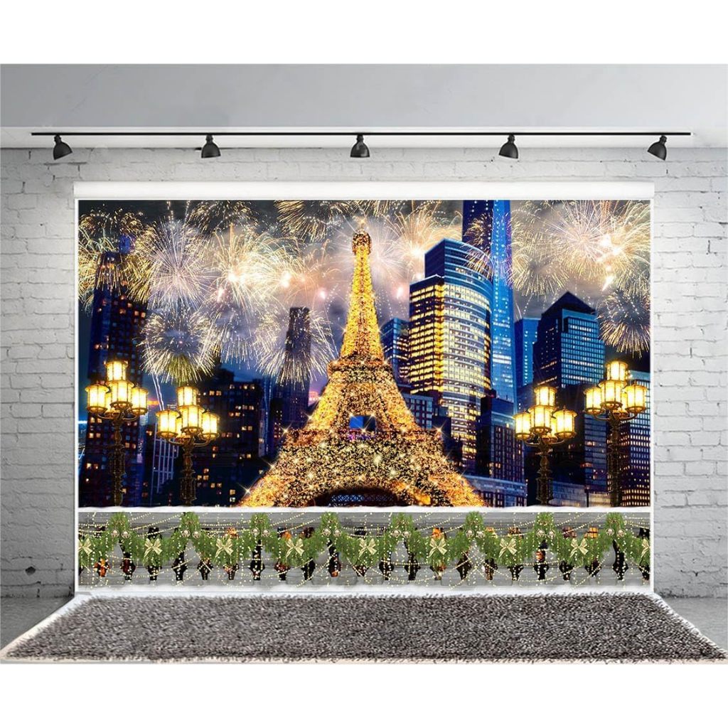 Merry Christmas Backdrop for Photography 7x5ft Paris Cityscape Night ...