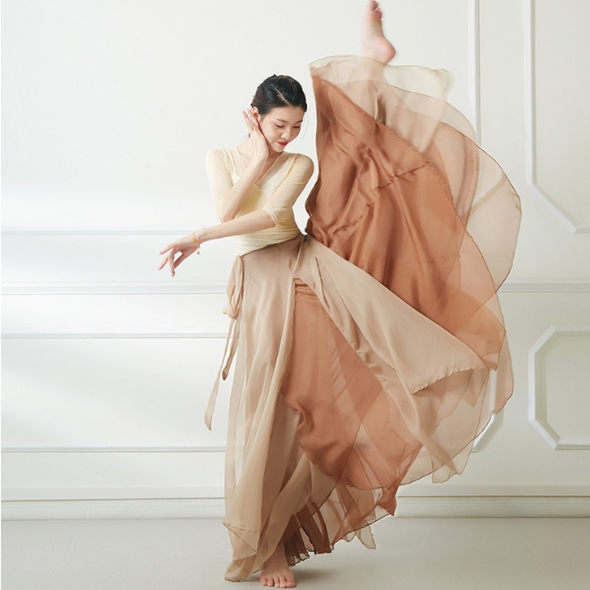 Classical Dance Attire 720 Degree Flowing Half Length Skirt With Lace ...