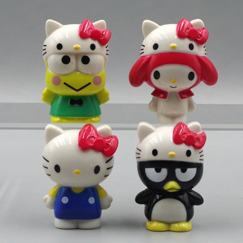 4Pcs/Set 4-4.5cm Sanrio Cartoon Anime Figure Hello Kitty Badtz-Maru My ...