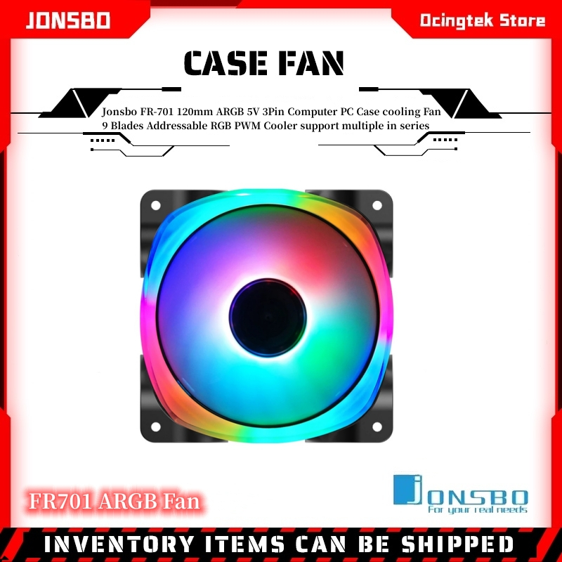 Jonsbo FR-701 120mm ARGB 5V 3Pin Computer PC Case cooling Fan 9 Blades ...