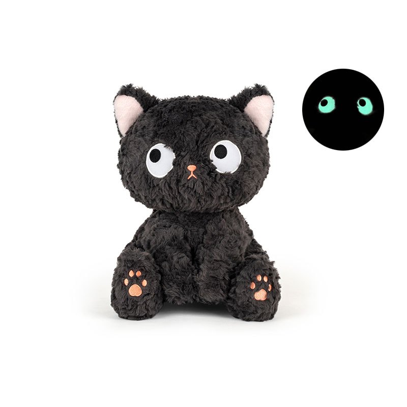 Black Cat Plush Toy with Luminous Send Girls Sleeping Hug Ragdoll ...