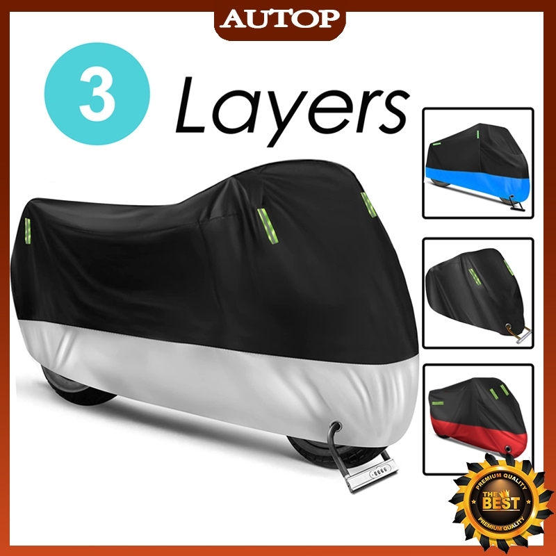Motorcycle Waterproof 3 layer Cover Rain and Dust UV Cover Motor ...