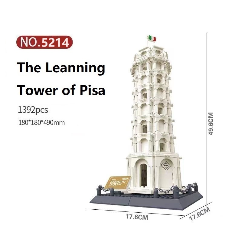 The Leaning Tower of Pisa Building Blocks 1392 Pcs WANGE Architecture ...