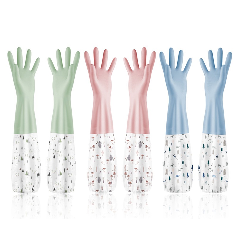 Housework Rubber Long Gloves Dish Clothes Washing Glove Laundry Toilet ...