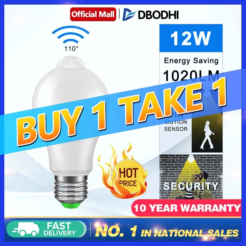 【BUY 1 TAKE 1】Radar Sensor Light Bulb 10W/12W Motion Sensor Light Bulb ...