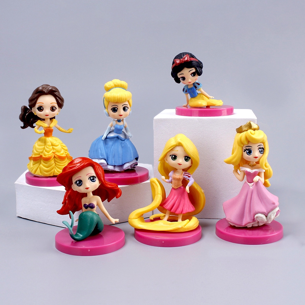 6Pcs/Set 8cm Disney Princess Anime Figure Snow White Tangled Rapunzel ...