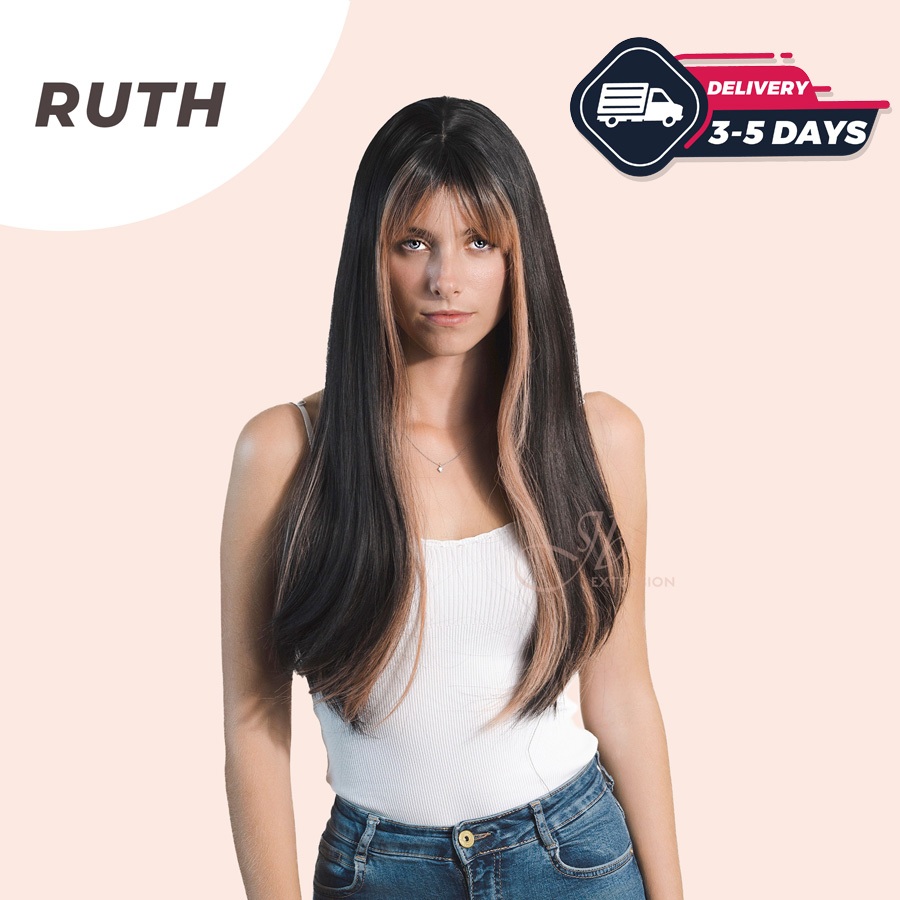 JBSELECT4YOU 70cm Wig Female Long Straight Hair Black With Peach ...