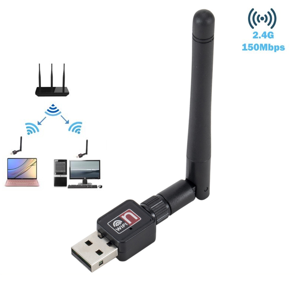 2.4GHz 150Mbps Wi-Fi Adapter USB Wifi Antenna Wireless Lan Network Card ...