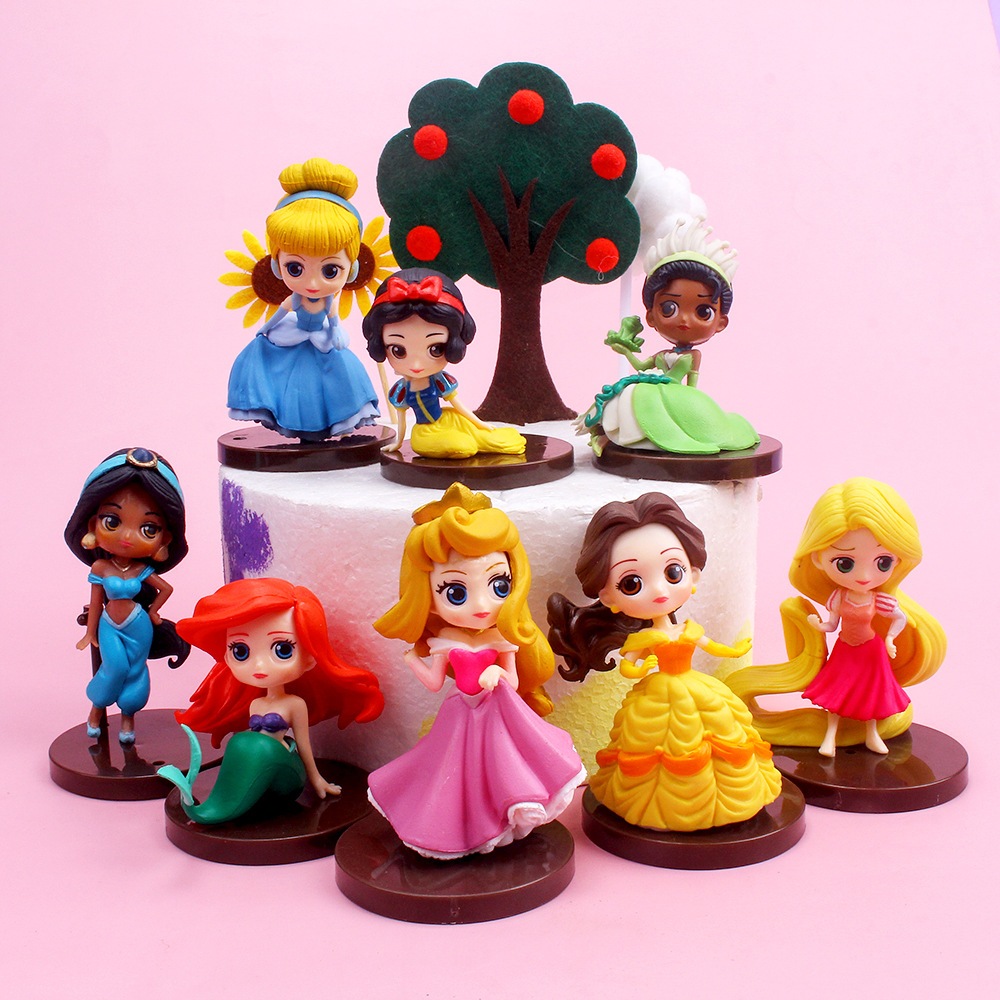 8Pcs/Set 6-8cm Cartoon Disney Princess Anime Figure Snow White Rapunzel ...