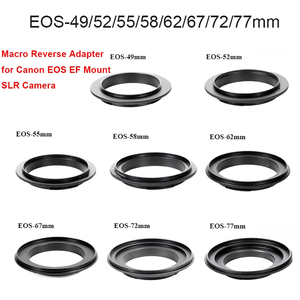 Universal Macro Reverse Adapter Ring 49/ 52/ 55/ 58/ 62/ 67/ 72/ 77mm ...