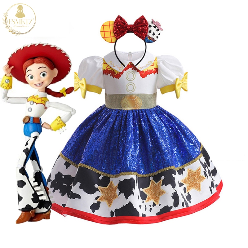 Girl Princess Dresses Jessie Costume For Girls Cowgirl Sequins Dress Up ...