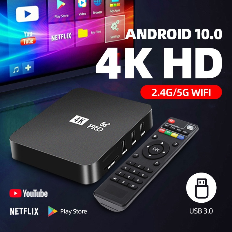 4K HD Android TV Box 2.4G/5G Wifi Media Player Set-Top Box Android ...