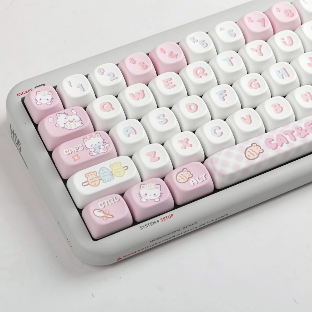 148 keys Cute Cartoon Cats Eat Fish Keycaps MOA Profile Keycap PBT Dye ...