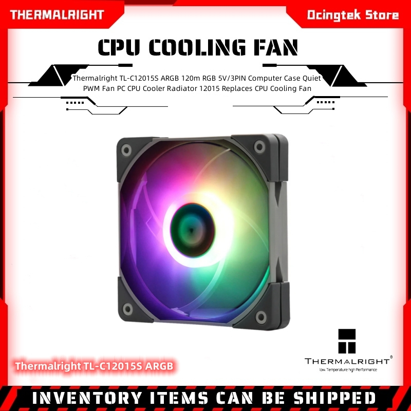 Thermalright TL-C12015S ARGB 120m RGB 5V/3PIN Computer Case Quiet PWM Fan PC CPU Cooler Radiator ...
