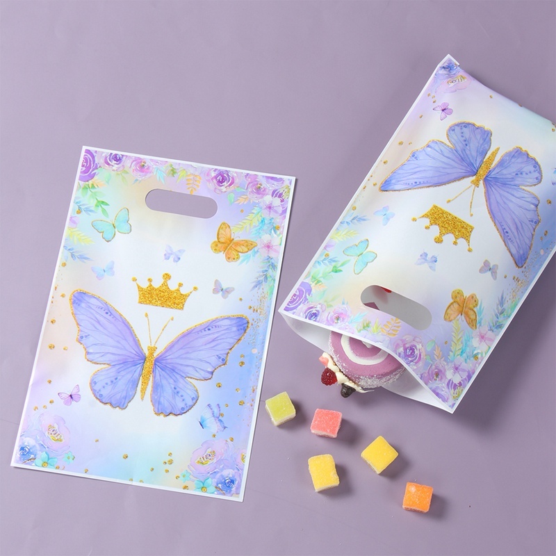 10pcs Purple Butterfly Plastic Gift Bags Butterfly Theme Party ...
