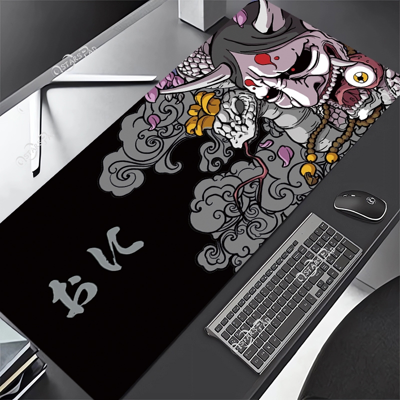 Oni Large Gaming Mouse Pad Japanese Black Dragon Table Mat Waves ...