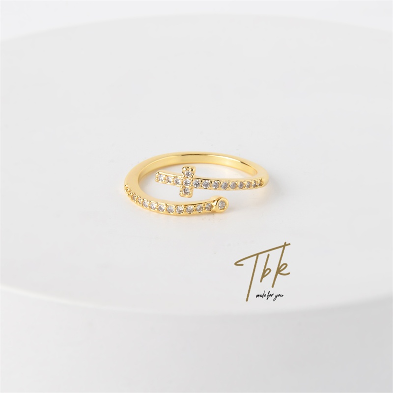 TBK Cross Ring for Women 18k Gold Cubic Zirconia Fashion Accessories ...