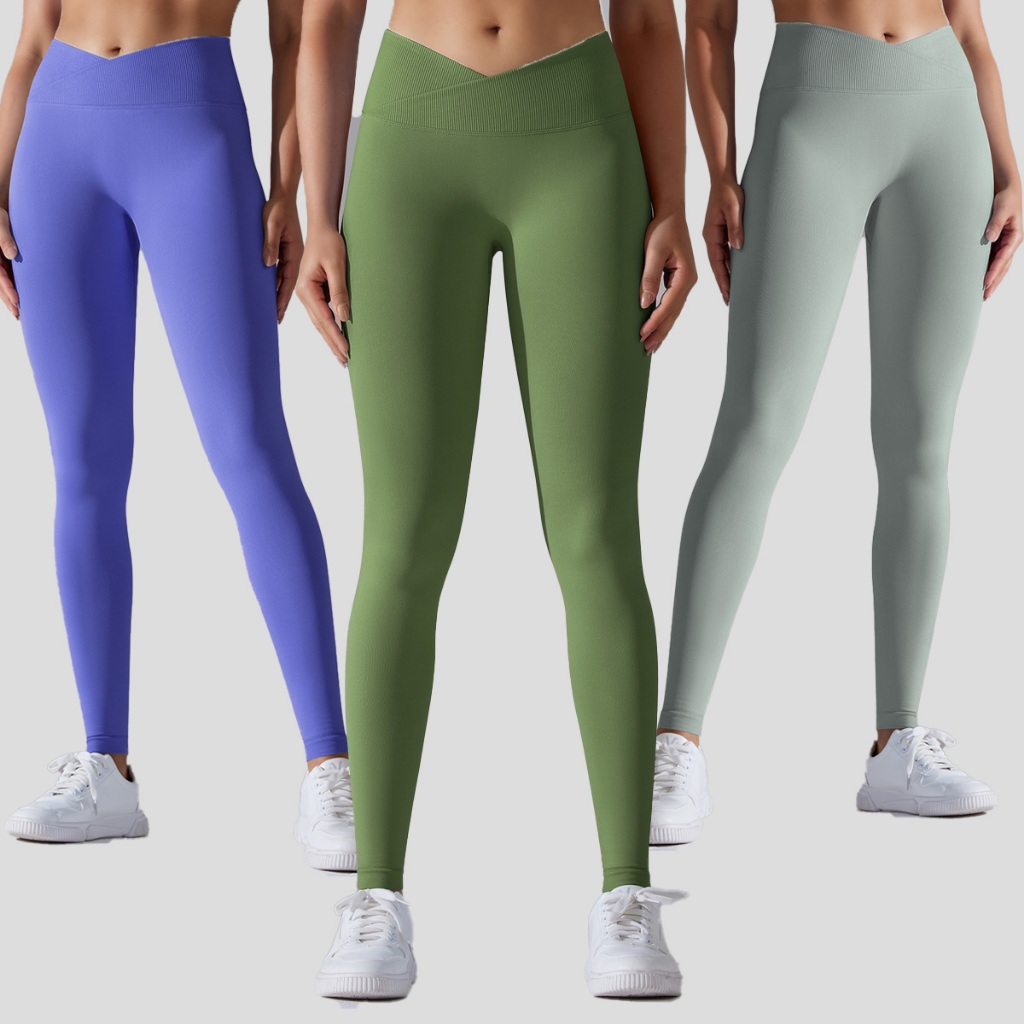 Nessaj S-2XL High Waist Yoga Pants Crossover Design Running Gym ...