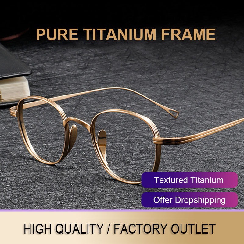 Fashion Pure Titanium Glasses Frame Men Vintage Square Myopia Optical ...