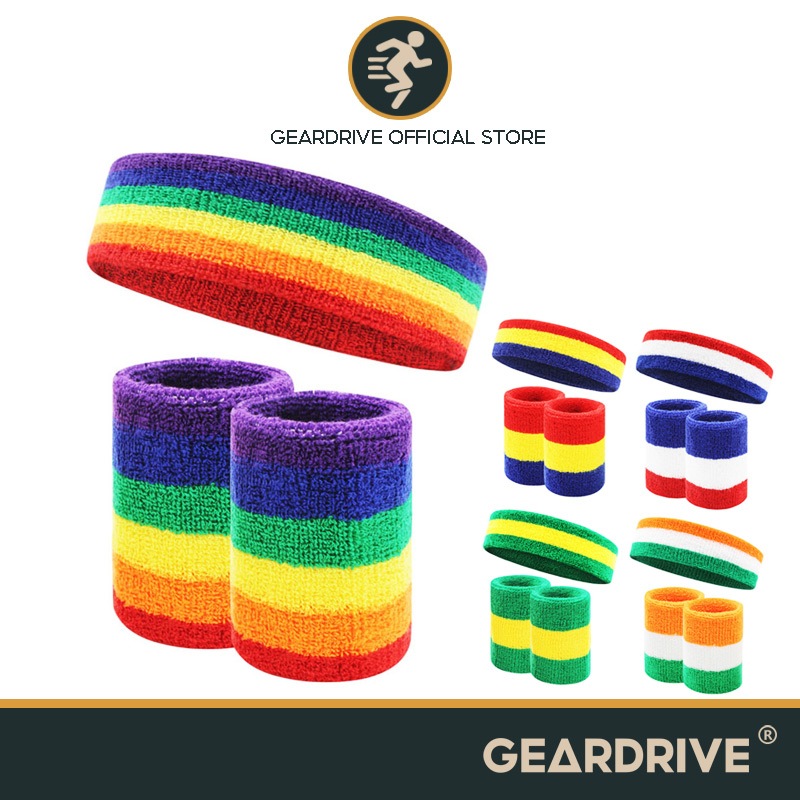 GEARDRIVE 3 Pieces Sweatbands Set Includes Sports Headband And Wrist ...