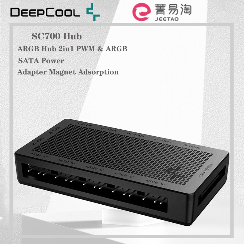 DEEPCOOL SC700 ARGB Hub 2in1 PWM & ARGB Multi Way Hub Adapter Magnet Adsorption SATA Power ...