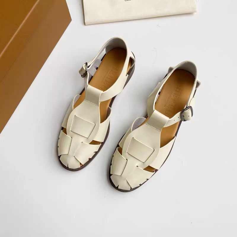 Retro Sandals Hollow Toe-Covered Woven Flat Shoes Roman Sandals Women Summer | Shopee Philippines