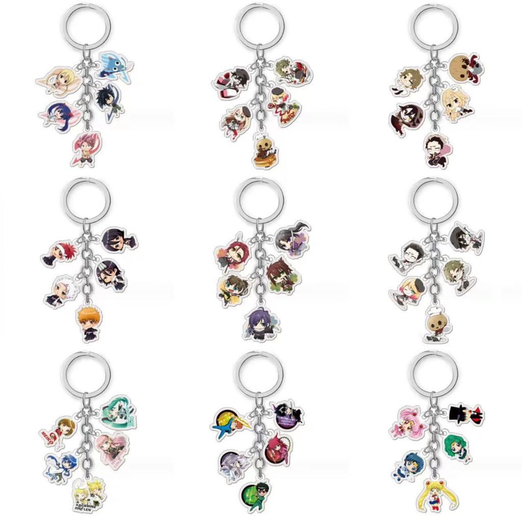 Anime Merchandise Fairy Tail Acrylic Keychain Pendant Five Types Set ...
