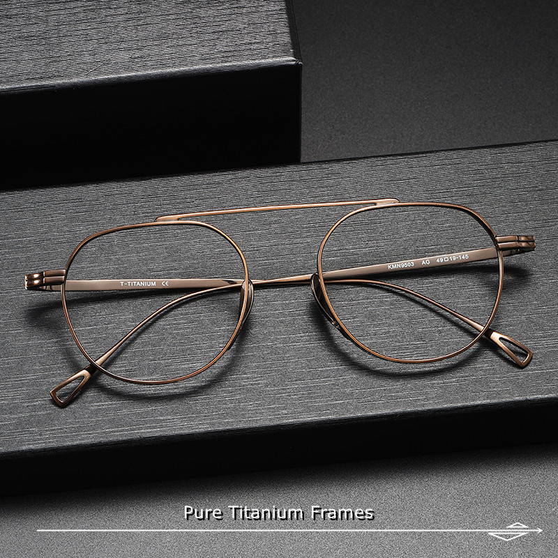 Japanese Minimalist Middle Beam Unique Pure Titanium Aviator Glasses ...