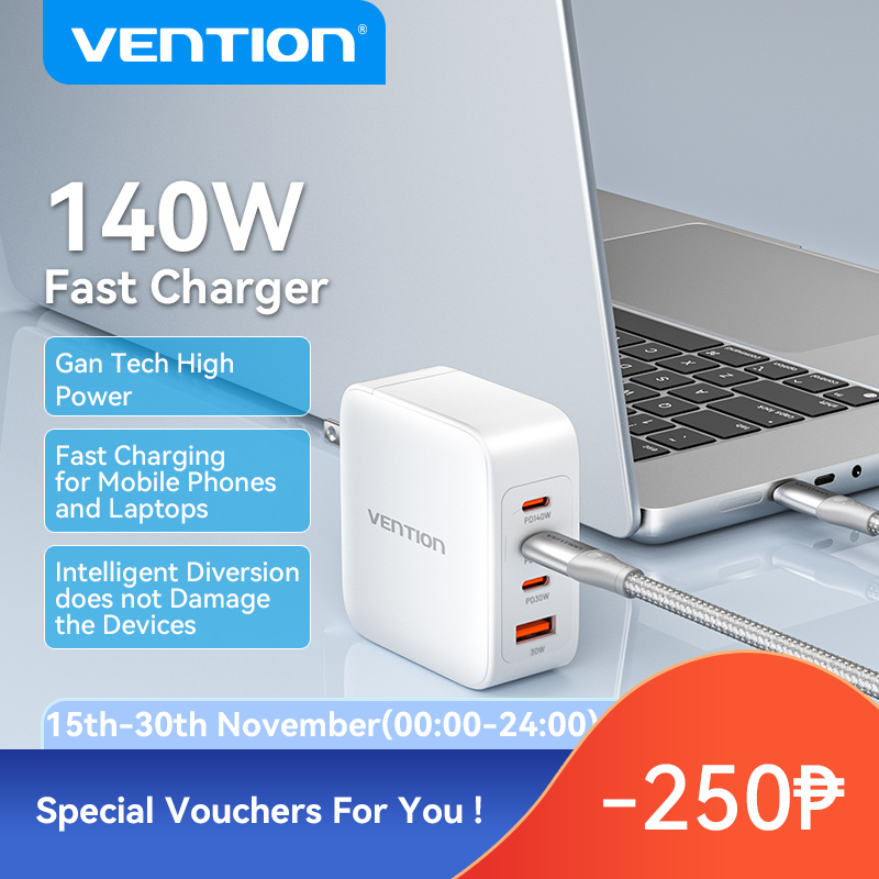 Vention 140W GaN Charger USB Type C PD3.1 for MacBook Pro Laptop Tablet Quick Charge USB Fast ...