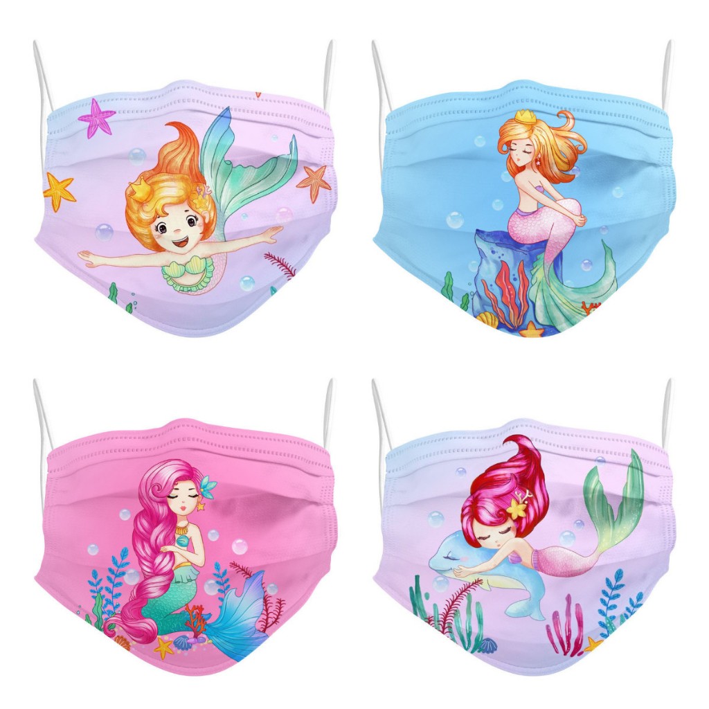 50pcs 3PLY Cartoon Disposable Mask Ariel the Mermaid Disney Princess ...