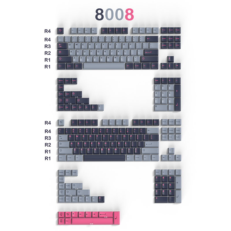 1/Set GMK 8008 Arctic Yuru Heavy Industry Toxic Keycaps ABS Double Shot ...